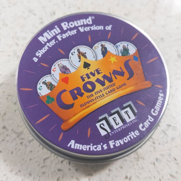 Set Enterprises | Games | Five Crowns Mini Round Card Game Metal Tin ...